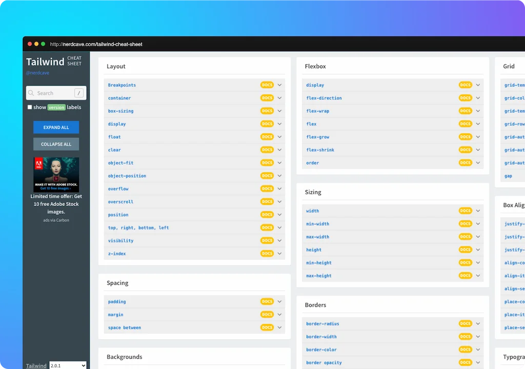 Tailwind Cheat Sheet Tailwind Css Cheat Sheet